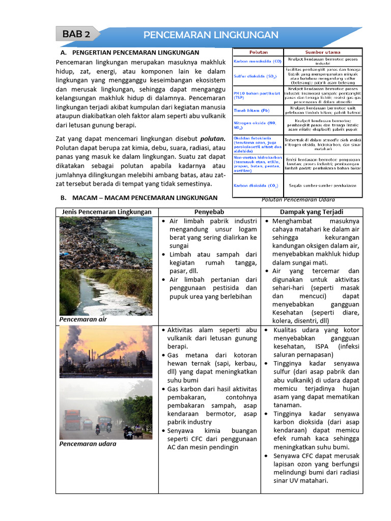 IPA - Kelas 7 - PENCEMARAN LINGKUNGAN | PDF