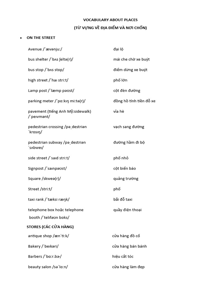 Places (Pronunciation) | PDF