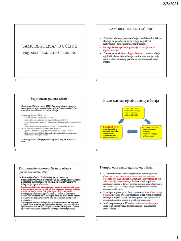 5 - Motivacija - Samoregulisano Ucenje, Skraceno | PDF