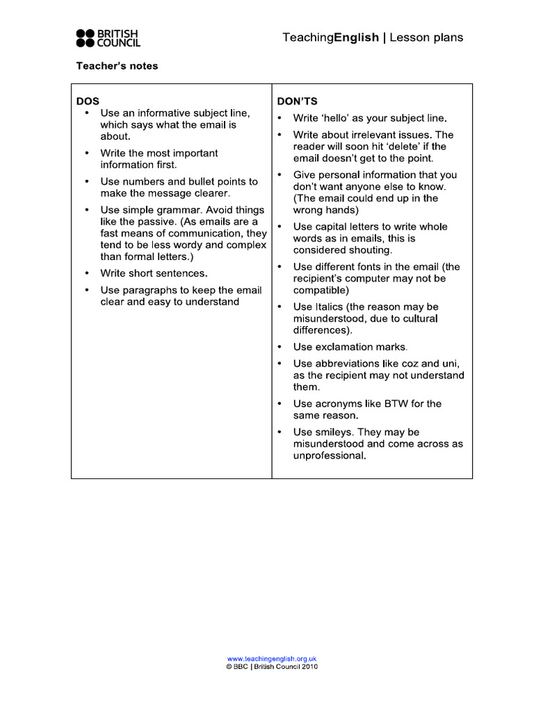 Dos and Do Nots | PDF