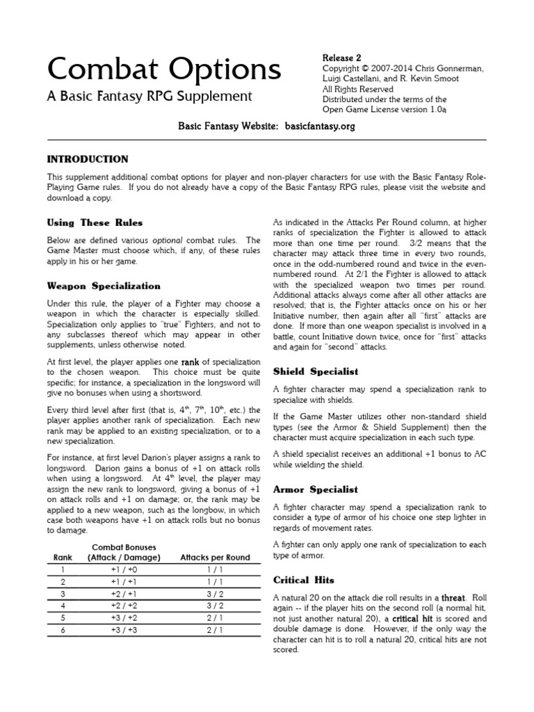 BFRPG-Additional combat Rules | PDF | Copyright | License