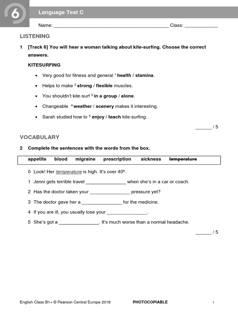 EC - B1P - Language Test 6C | PDF