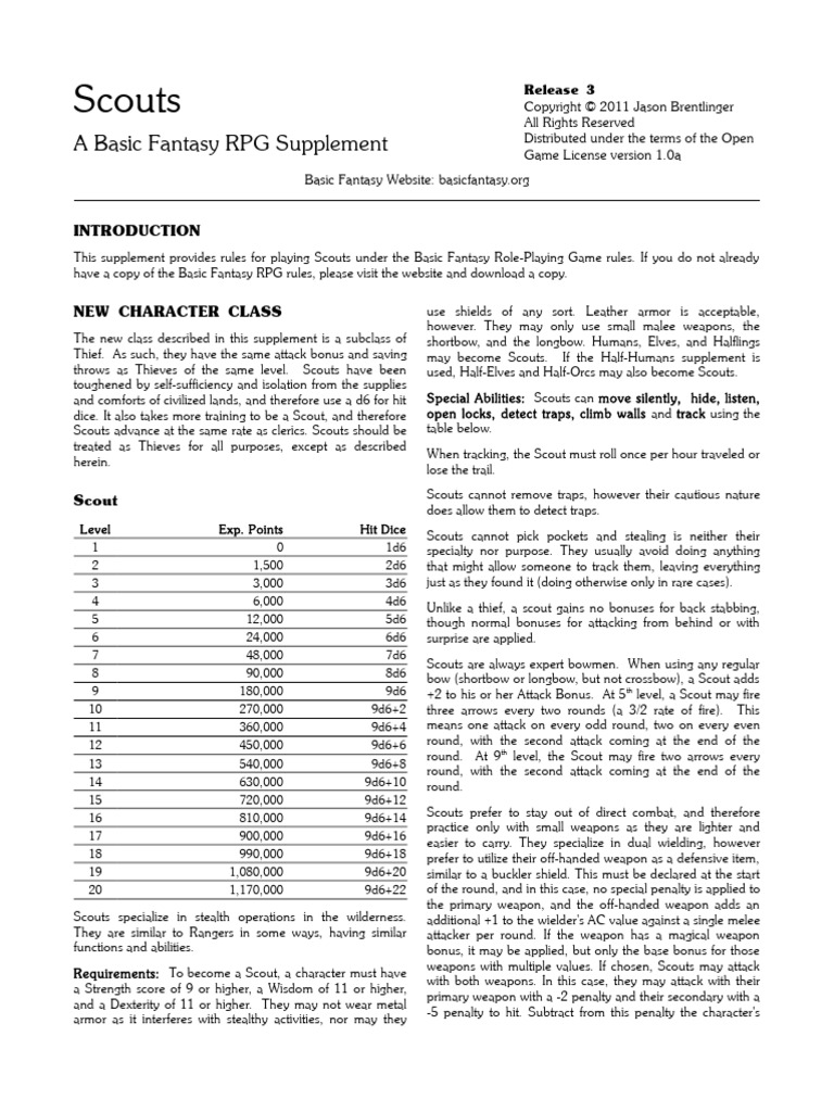 BFRPG Scouts | PDF
