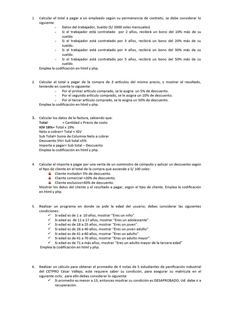 Ejercicios para El Examen | PDF | Php
