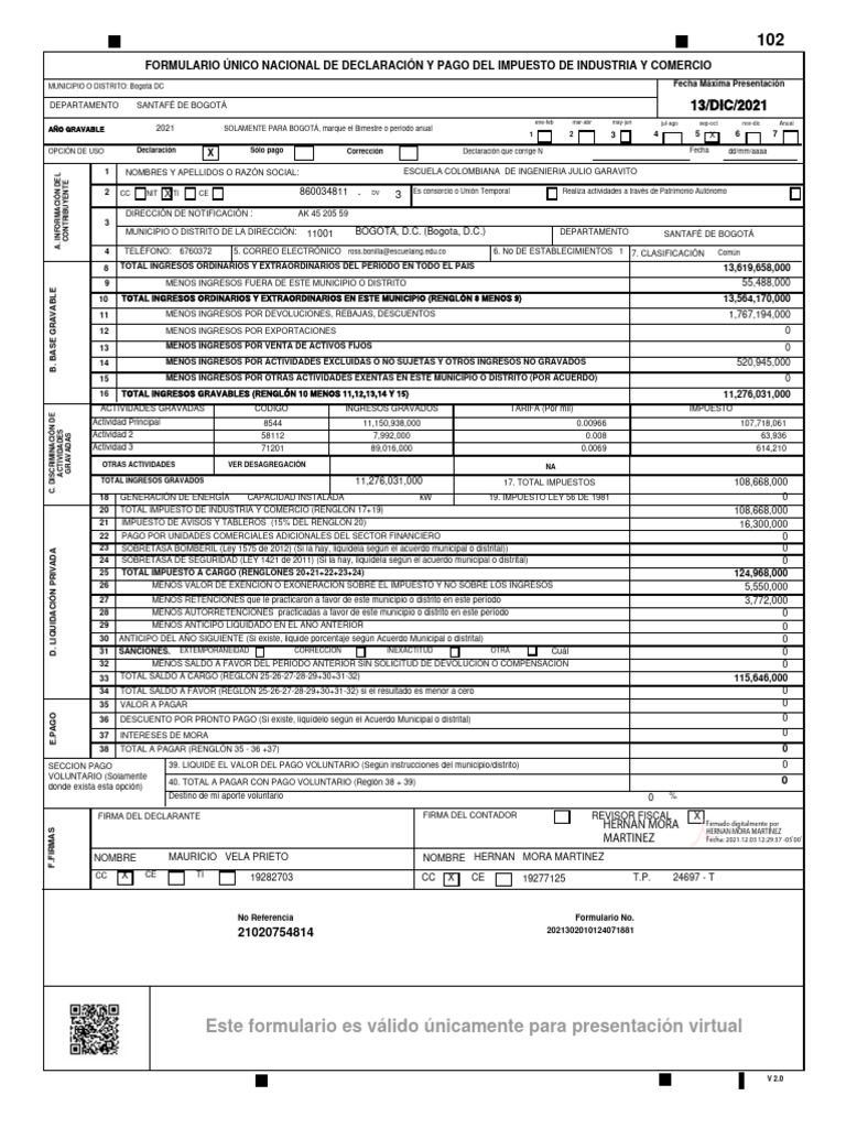 Escuela-Borrador ICA BIM 5 AÑO 2021 v2 firmado | PDF | Impuestos
