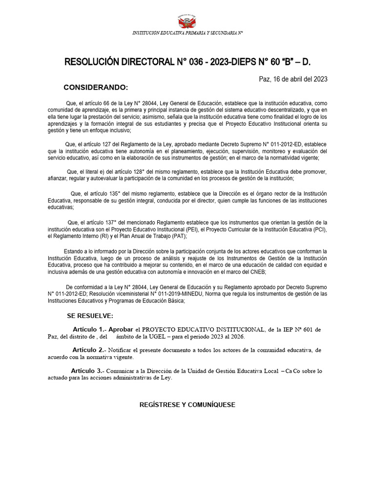 RD 36 - Pei | PDF | Regulación | Institución