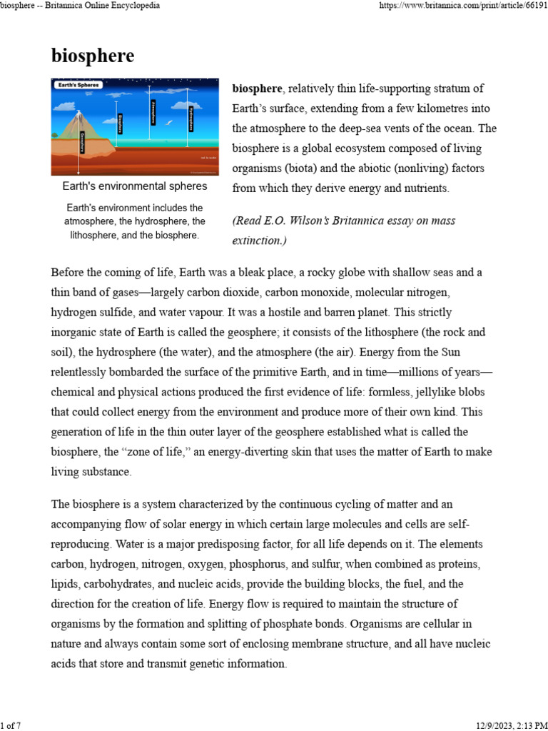 Earth's Biosphere and Ecosystems | PDF | Ecosystem | Life