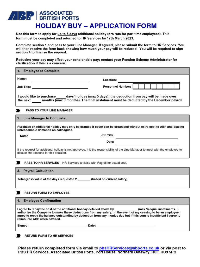 Holiday Buy Application Form v2.2 | PDF