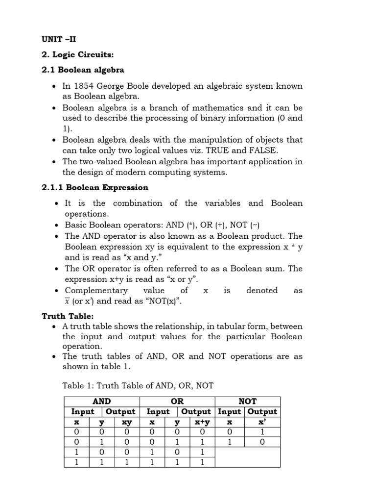 Unit3 Boolean Algebra Combinationalcircuits Pdf Logic Gate 7230