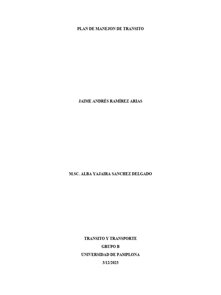 Plan de Manejo de Transito (PTM) | PDF | Peatonal | Calle