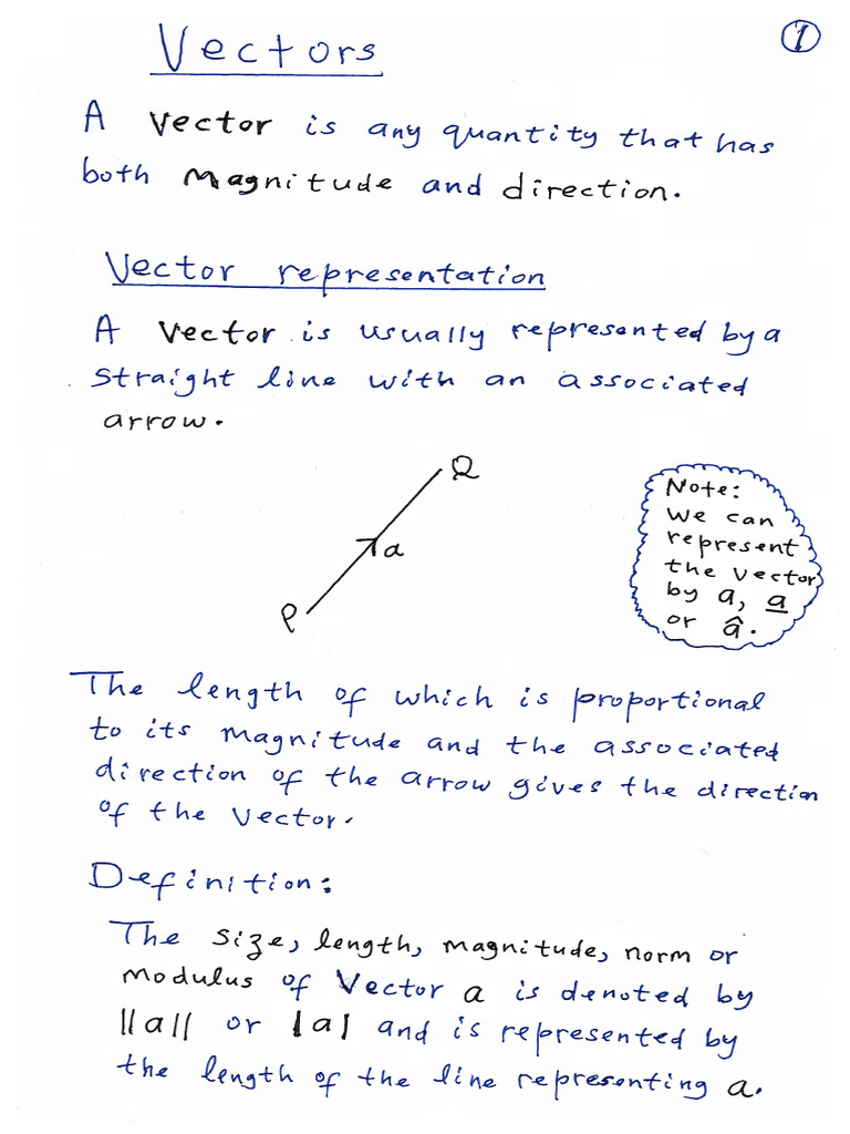 Chapter 4 Vector - Notes, Examples and Solutions | PDF