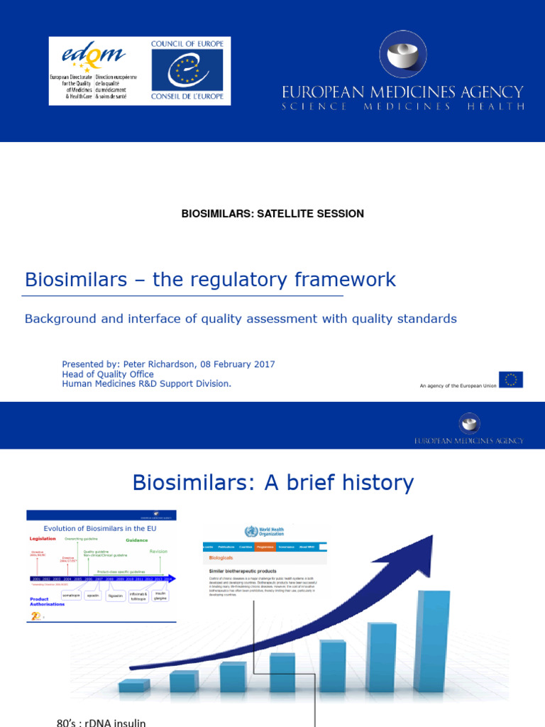 Biosimilars The Regulatory Framework by Peter Richardson Ema | PDF | Biopharmaceutical | Medical ...