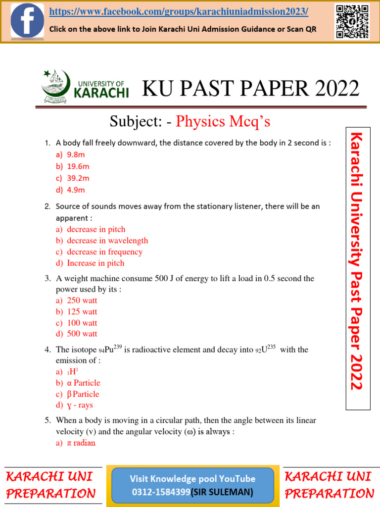 KU Physics Past Paper 2022 | PDF | Wavelength | Voltage
