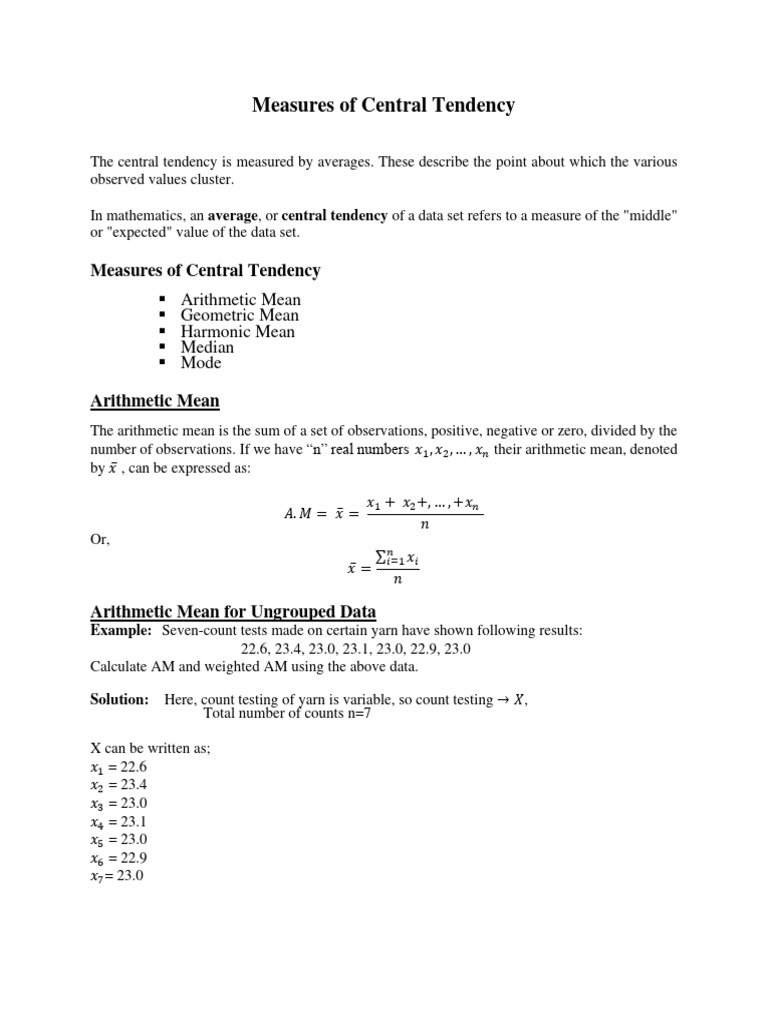 Measures of Central Tendency | PDF
