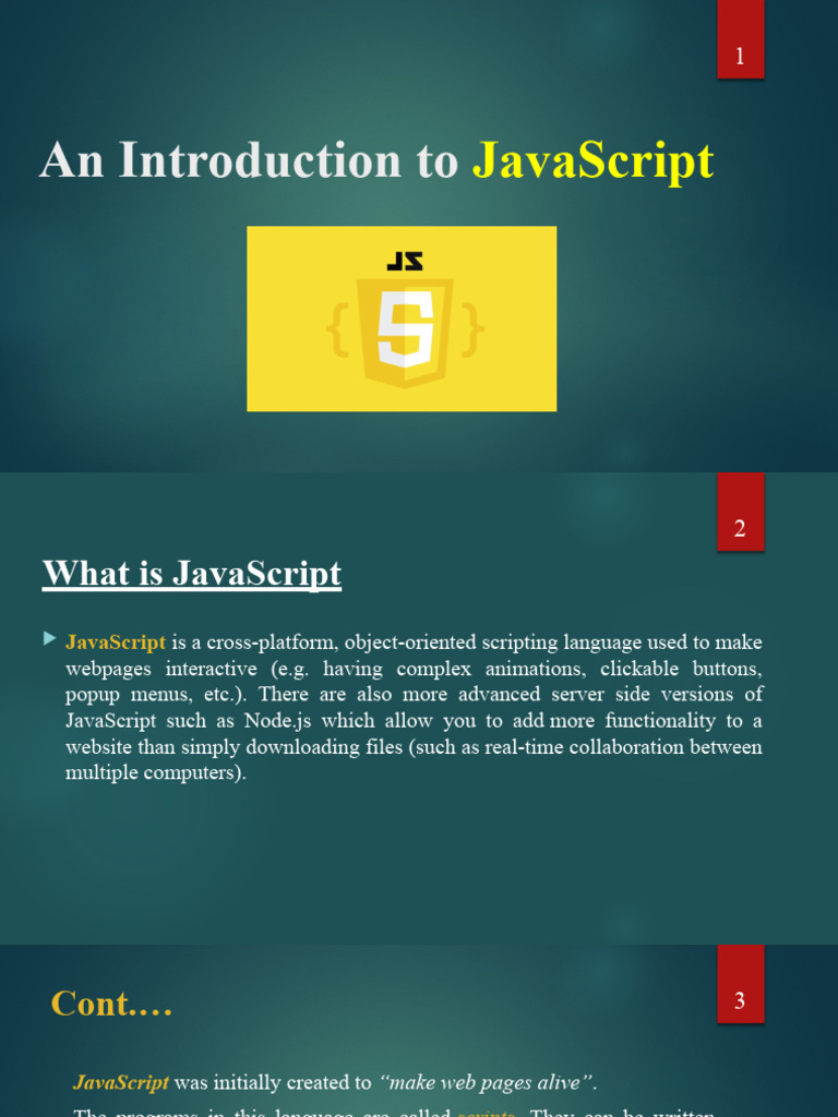 An Introduction To JavaScript - 1 | Download Free PDF | Java Script ... An Introduction To JavaScript - 1 | Download Free PDF | Java Script ...