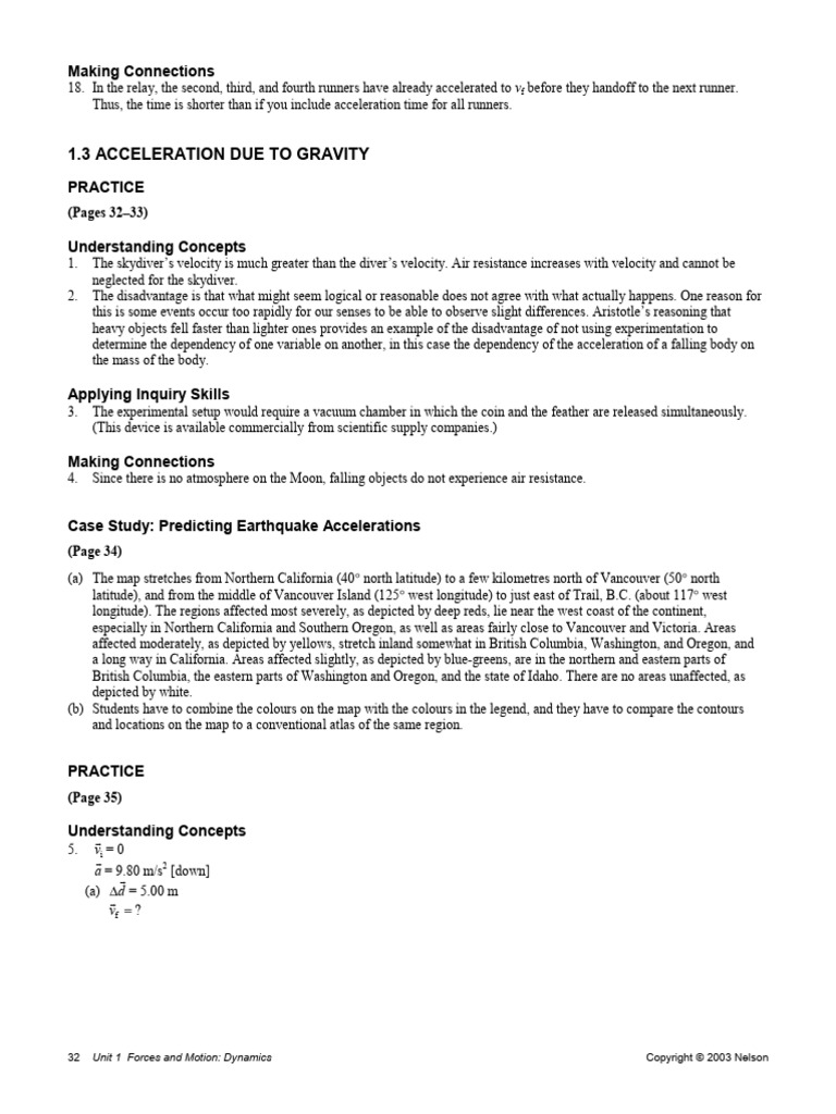 1.3 Acceleration Due To Gravity: Making Connections | PDF