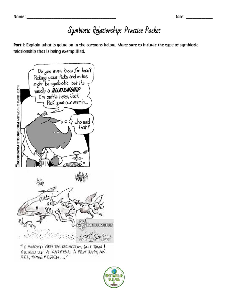 Spectacular Science Symbiotic Relationships Practice Packet | PDF ...