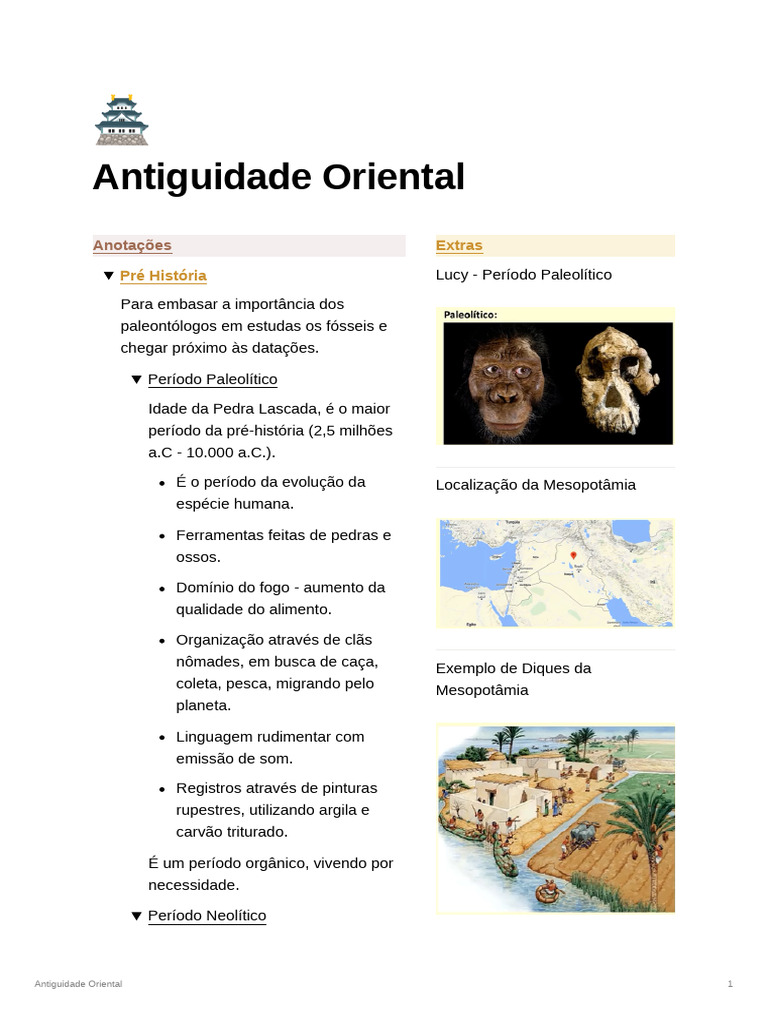 Resumo Antiguidade Oriental | PDF | Antigo Egito | História Antiga