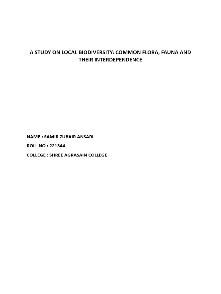 Local Biodiversity Study in Howrah | PDF | Biodiversity | Conservation ...