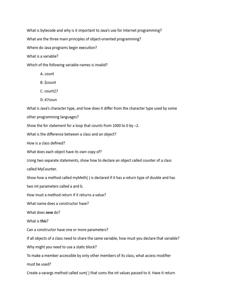 Java Questionns | PDF | Inheritance (Object Oriented Programming) | Method (Computer Programming)