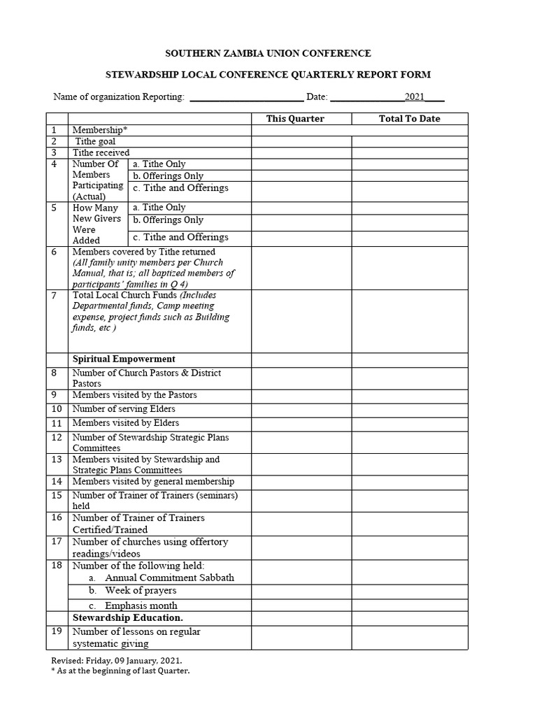 9a. Stewardship Local Conference Report Form | PDF