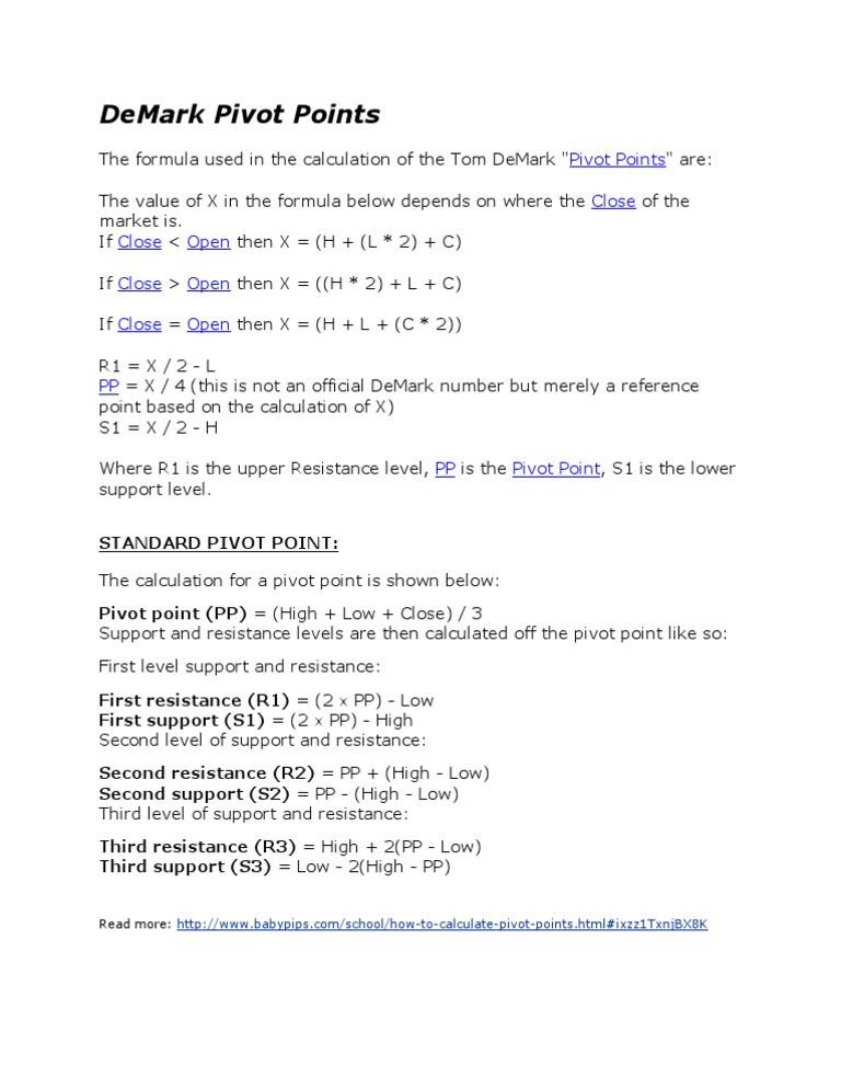 DeMark Pivot Points Calculation Guide | PDF