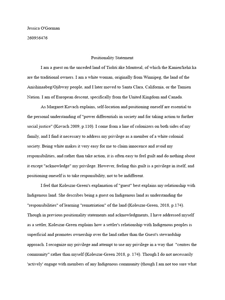 Positionality Statement | PDF | Indigenous Peoples | Knowledge