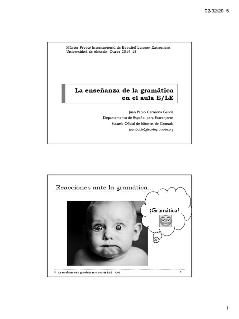 La Enseñanza De La Gramática En El Aula Ele MÁster Ual 2015 Pdf 