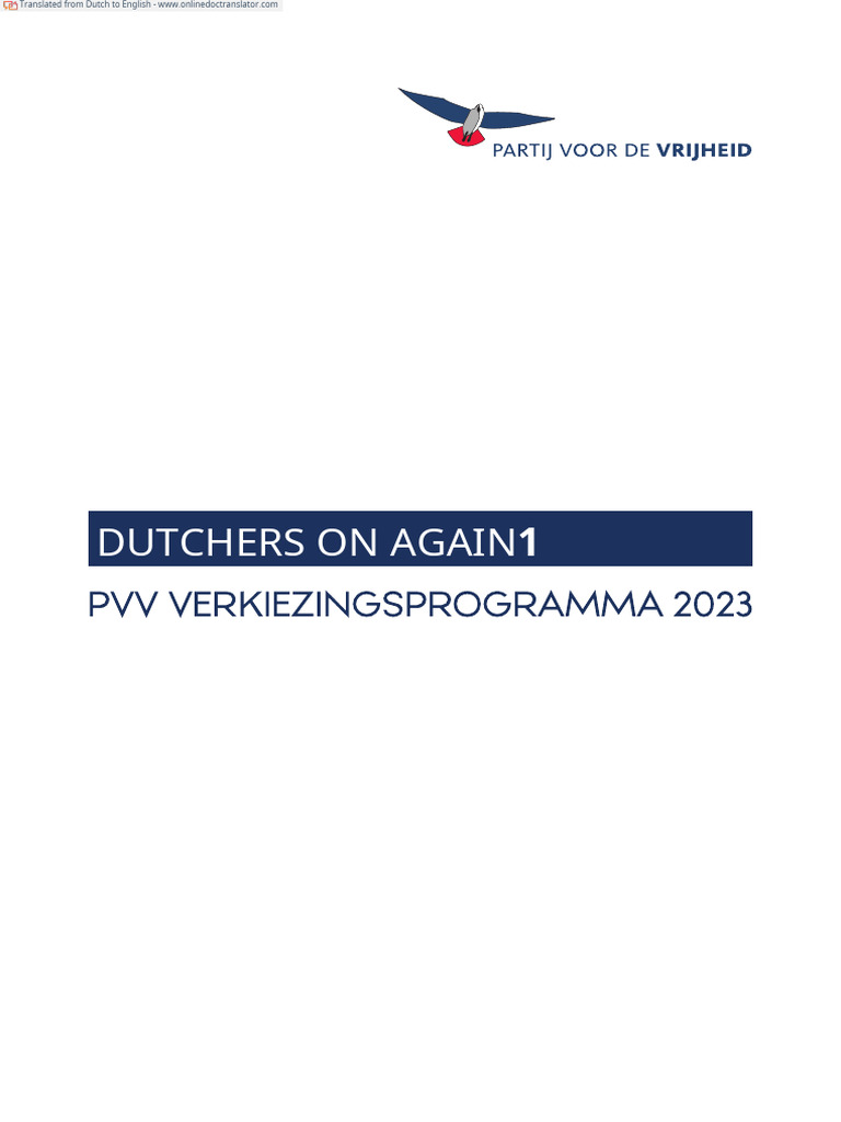 PVV Verkiezingsprogramma 2023.Nl - en | PDF | Immigration | Asylum Seeker