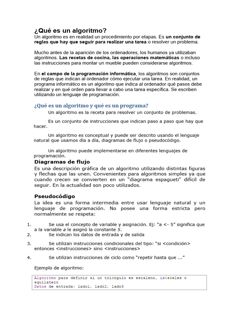 algoritmo | PDF | Algoritmos | Lenguaje de programación