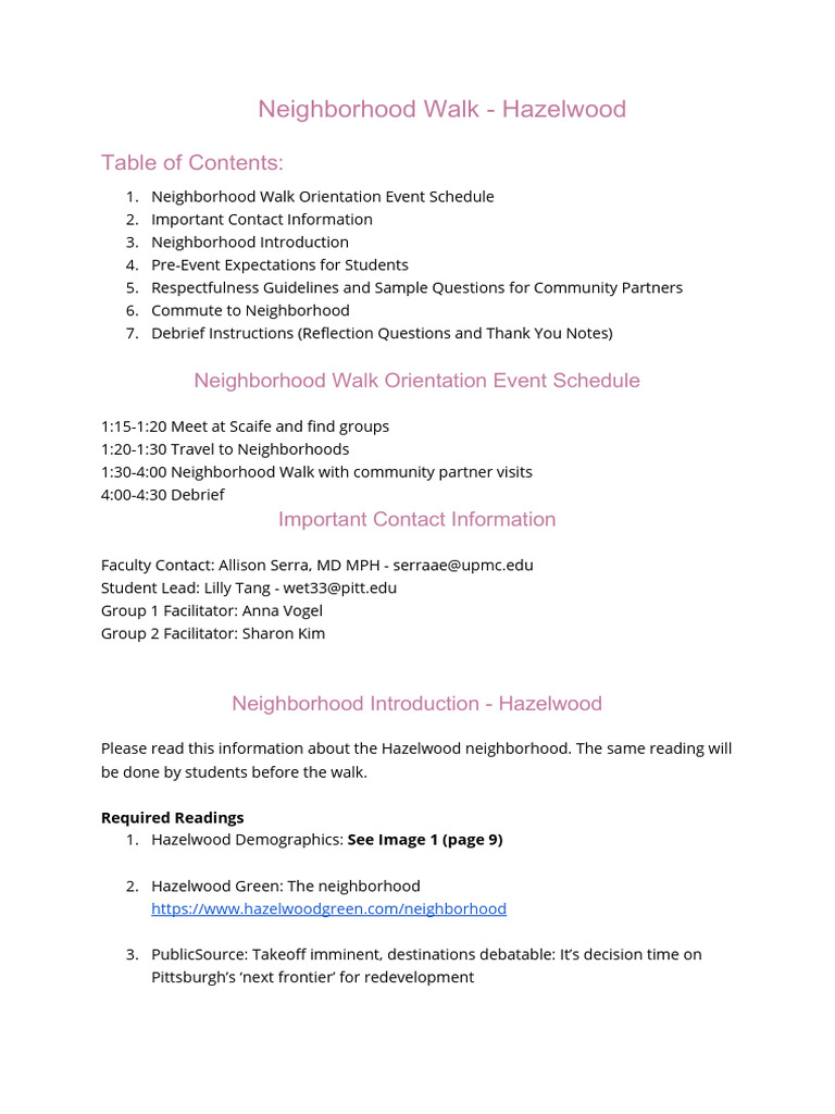 Neighborhood Walk Guide | PDF