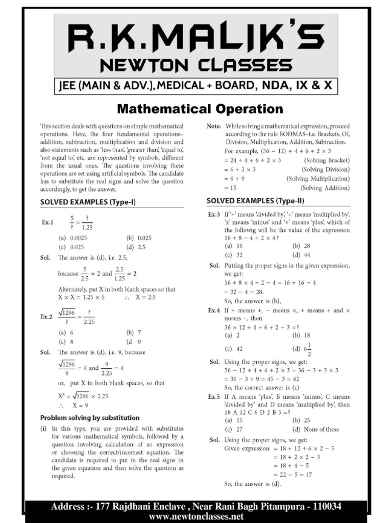 Mathematical Operation | PDF