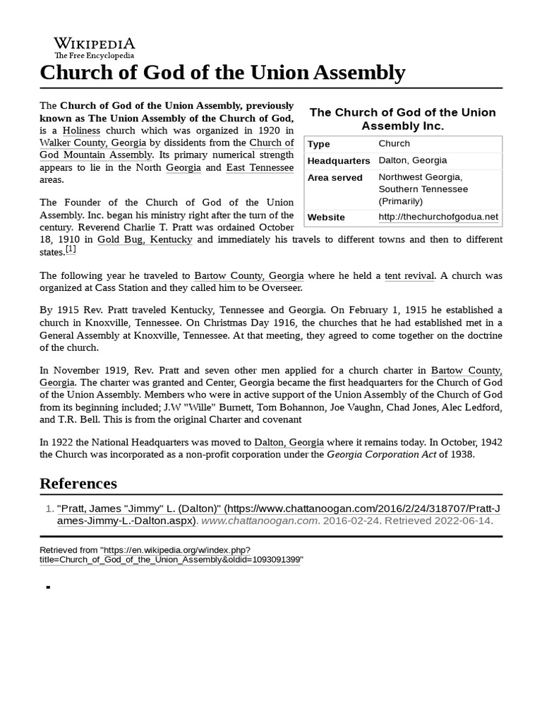 Church_of_God_of_the_Union_Assembly | PDF | Protestantism | Religious ...