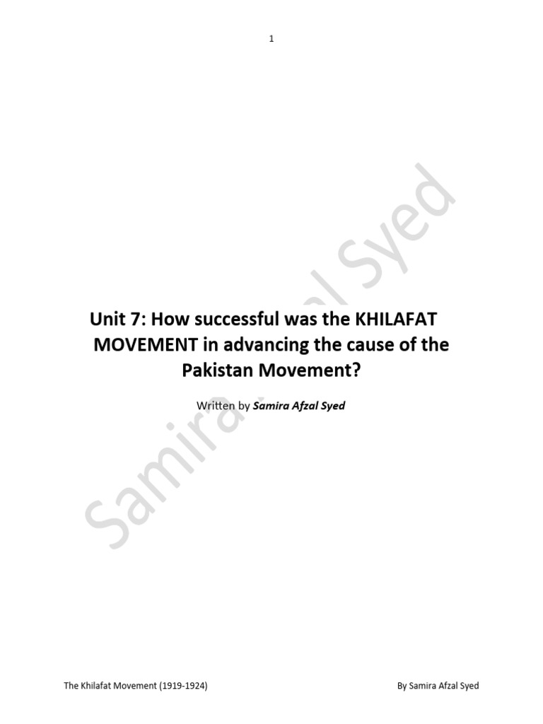 Unit 7 (Khilafat Movement) | PDF | Caliphate | Indian Nationalism