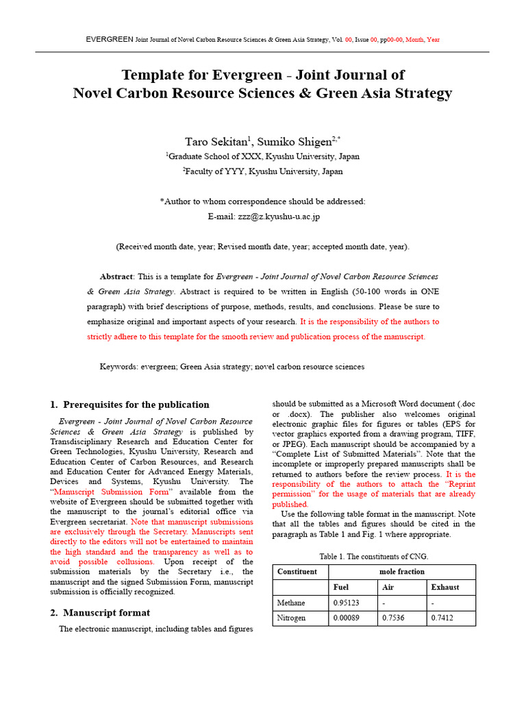 Evergreen Journal Submission Guidelines | PDF | Enthalpy | Citation