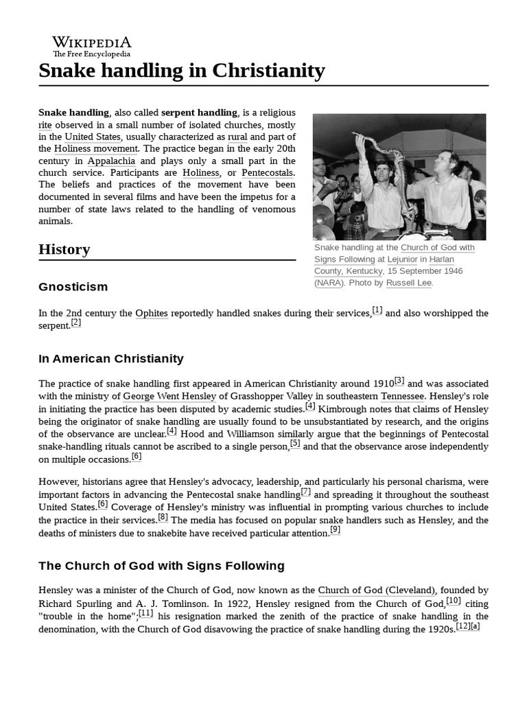 Snake Handling in Appalachian Churches | PDF | Snake | Squamata