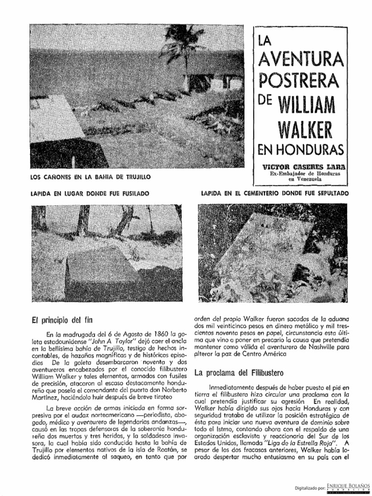 La Aventura Postrera de William Walker en Honduras | PDF | Honduras ...