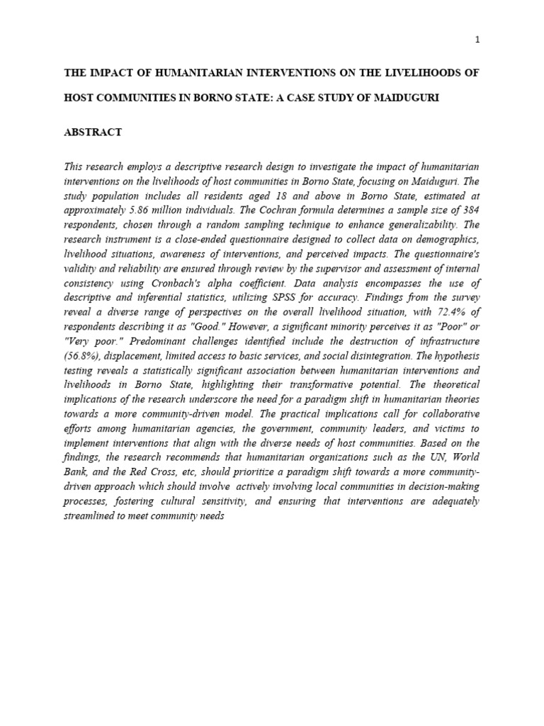 The Impact of Humanitarian Interventions On The Livelihoods of Host ...