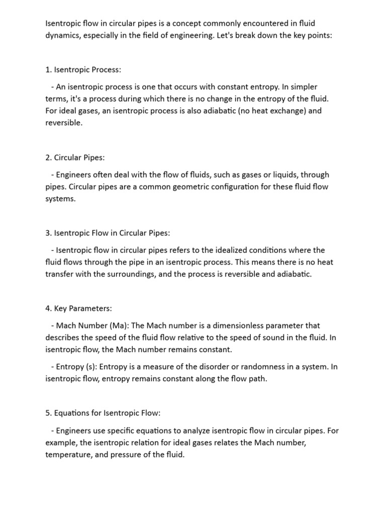 Isentropic flow in circular pipes | PDF | Fluid Dynamics | Entropy