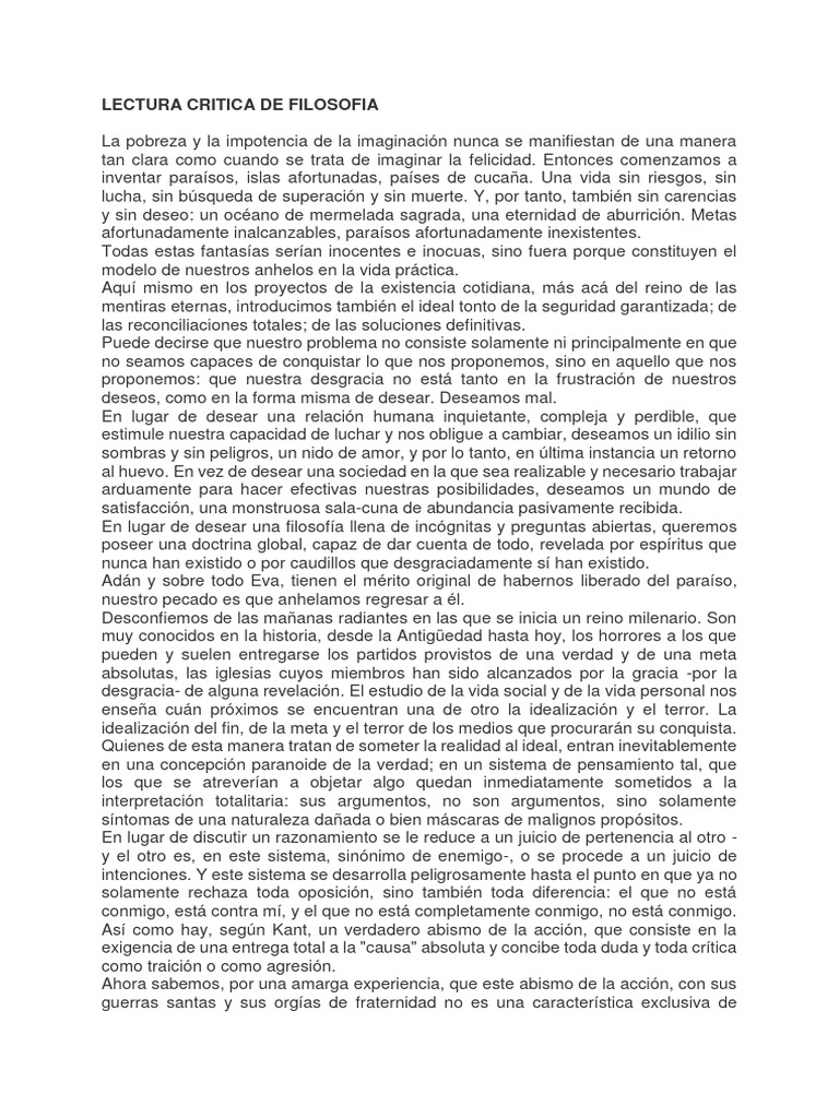 Lectura Critica de Filosofia | PDF