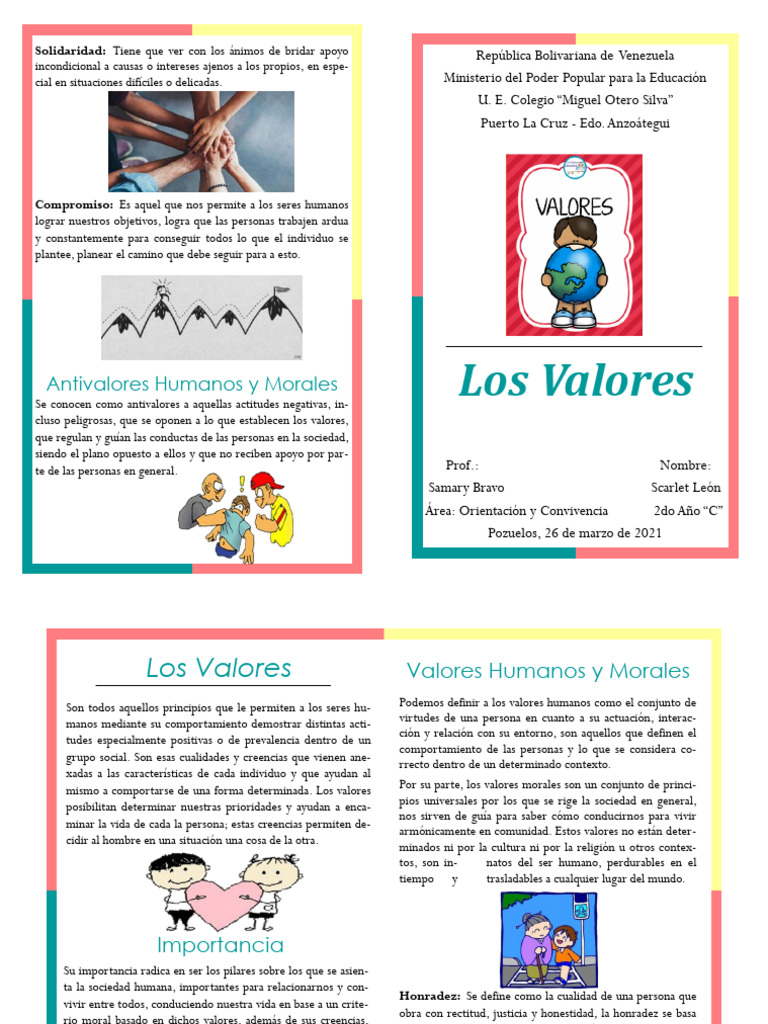 Los Valores (Díptico) | PDF | Comportamiento