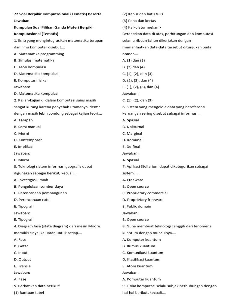 72 Soal Berpikir Komputasional | PDF
