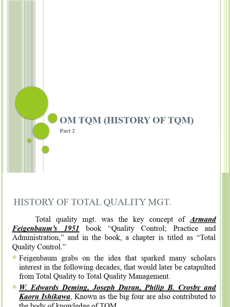 History and Evolution of TQM | PDF | Supply Chain | Quality Assurance