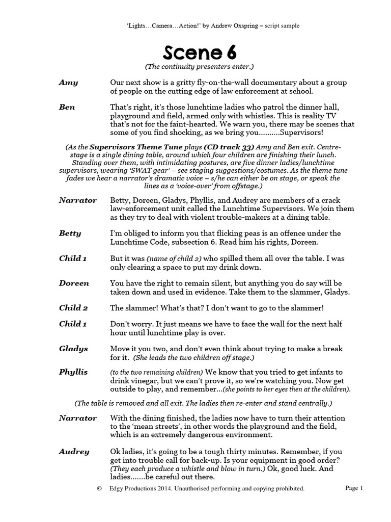 Lights Camera Action Script Sample | PDF