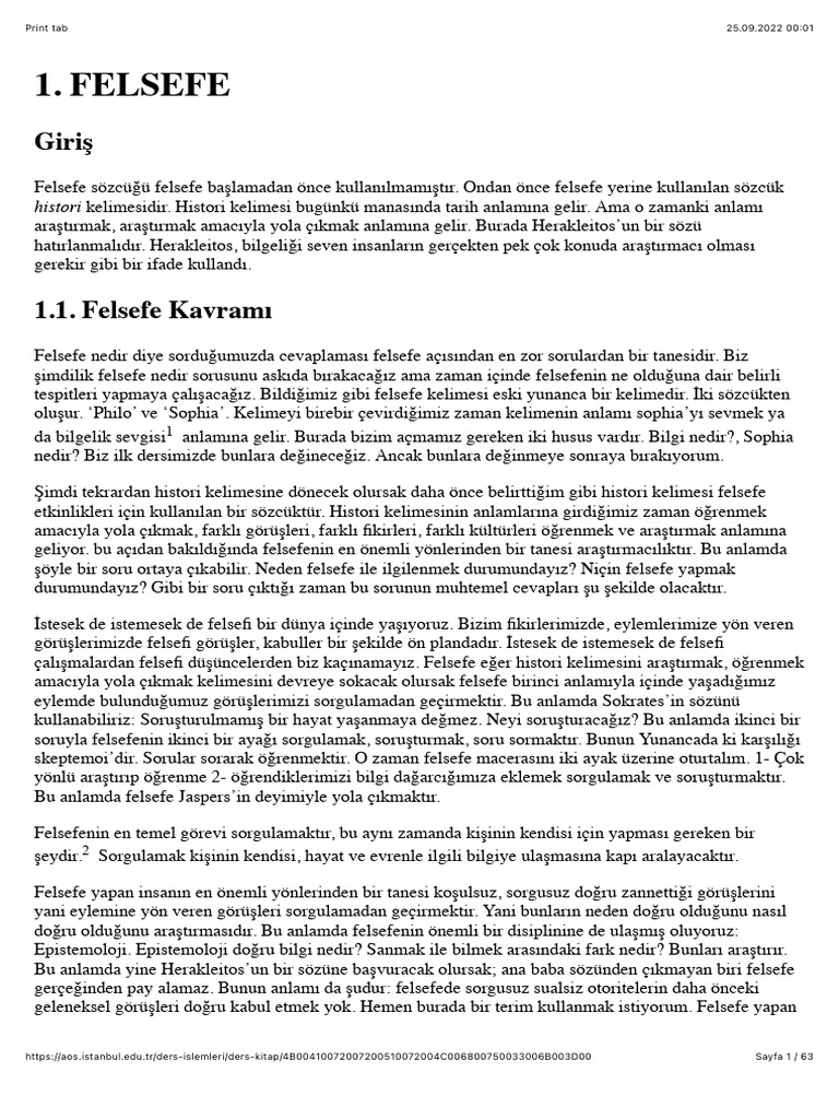 Felsefeye Giriş | PDF
