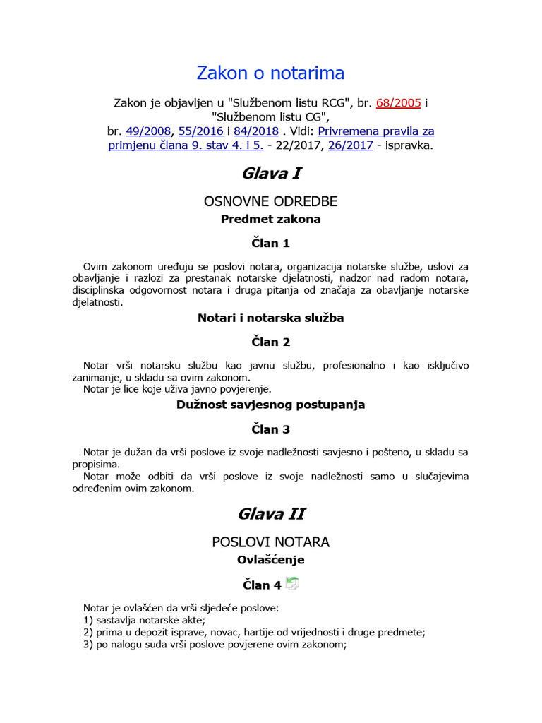 Zakon o Notarima | PDF