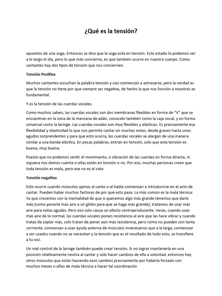 Tensión | PDF | Canto | Tensión (Física)