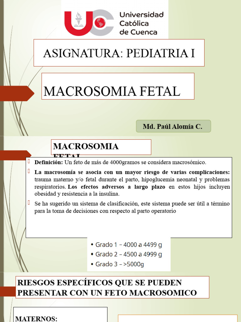 Macrosomía Fetal: Definición y Riesgos | PDF | Diabetes | Parto