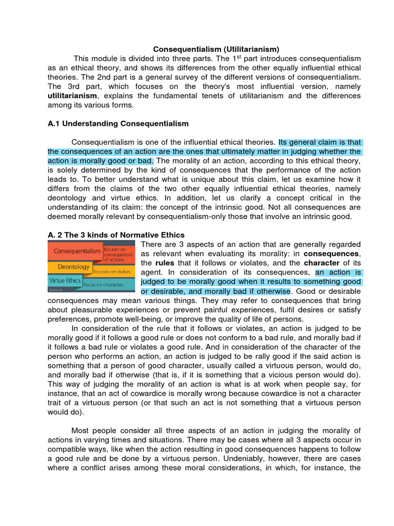 Consequentialism (Utilitarianism) | Download Free PDF | Utilitarianism | Hedonism