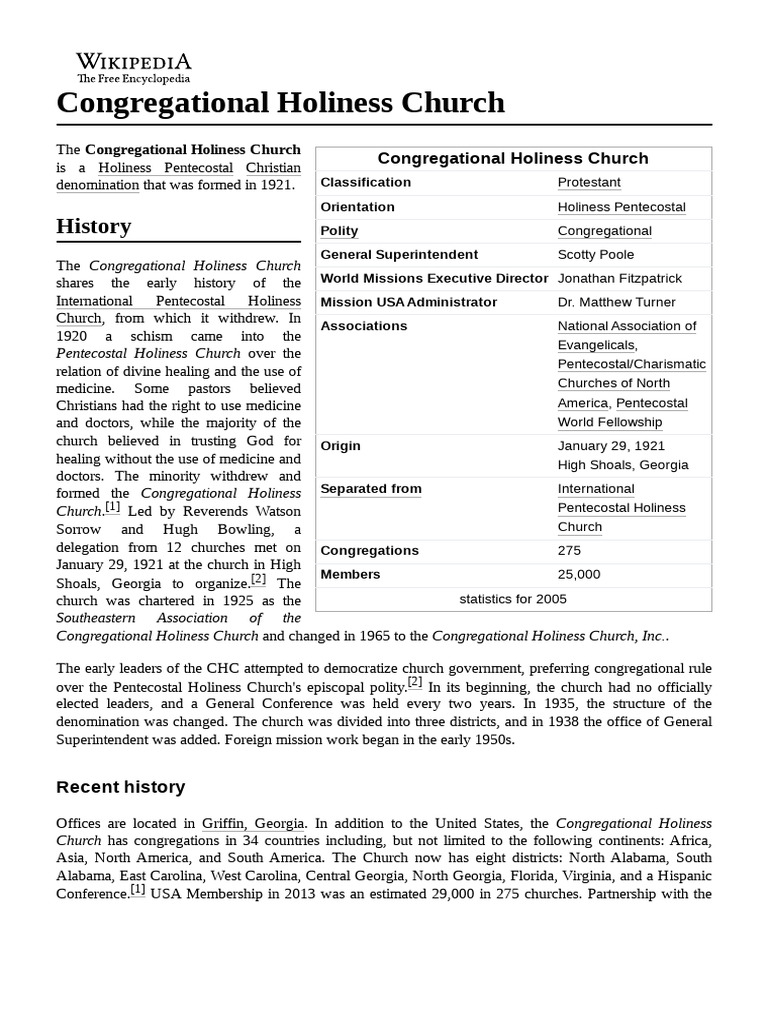 Congregational Holiness Church | PDF | Pentecostalism | Religious Belief And Doctrine